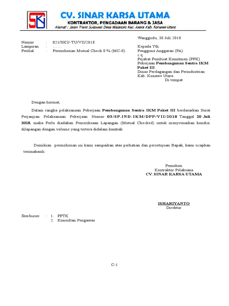 Format MC 0 Dan Perubahan Kontrak | PDF