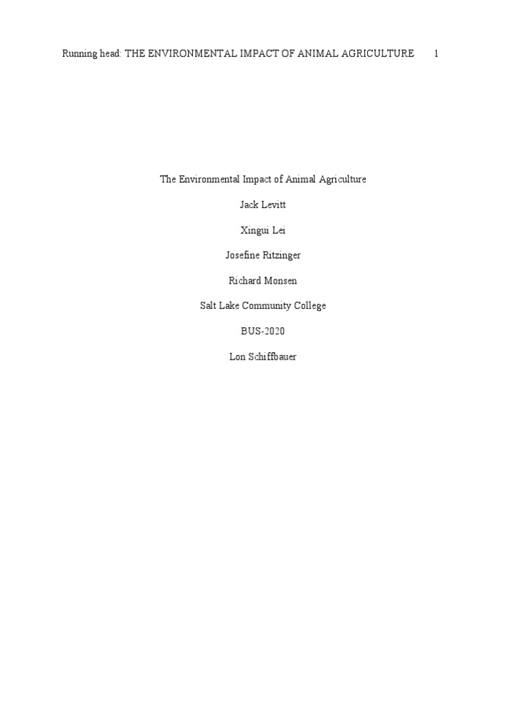 The Environmental Impact of Animal Agriculture | PDF | Environmental ...