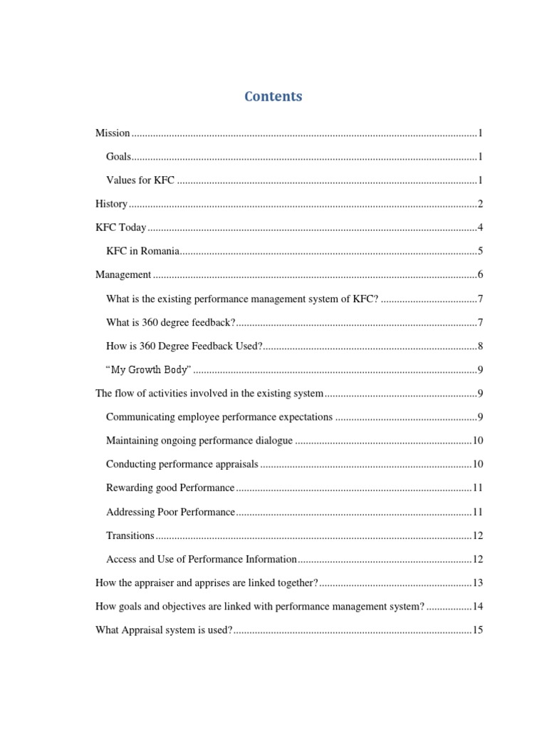 Performance Management KFC | PDF | Performance Appraisal | Motivation
