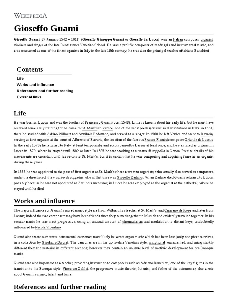 Gioseffo Guami | PDF | Baroque Music | Classical Composers