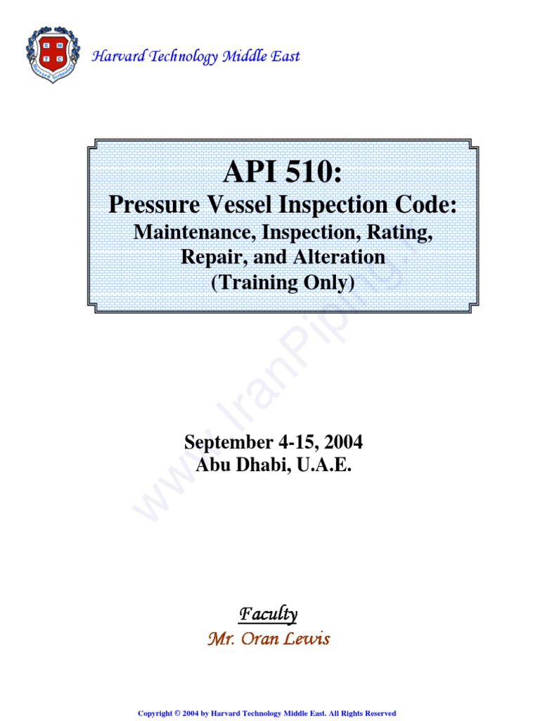 API 510 Pressure Vessel Inspection Training Material PDF | PDF ...