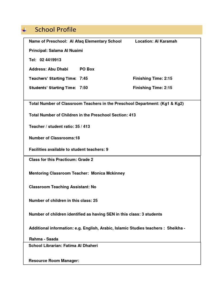 School Profile | PDF | Wellness