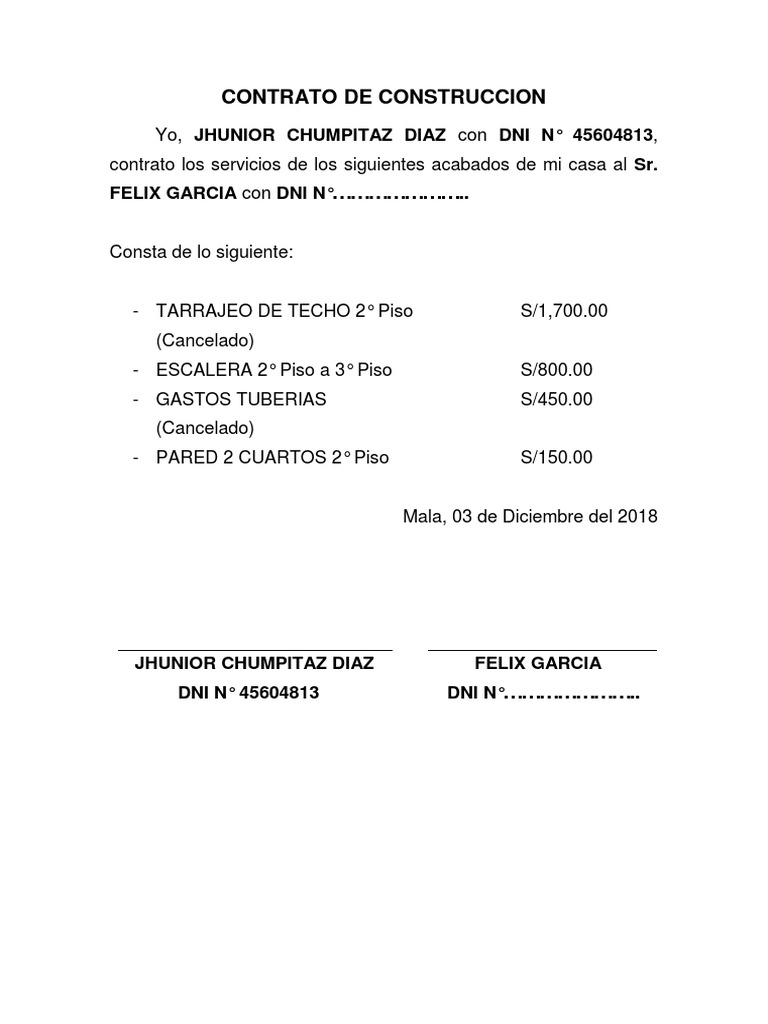 Contrato de Construccion | PDF