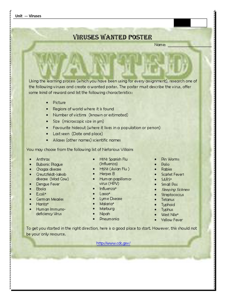 Viruses Wanted Poster | PDF | Influenza | Understanding