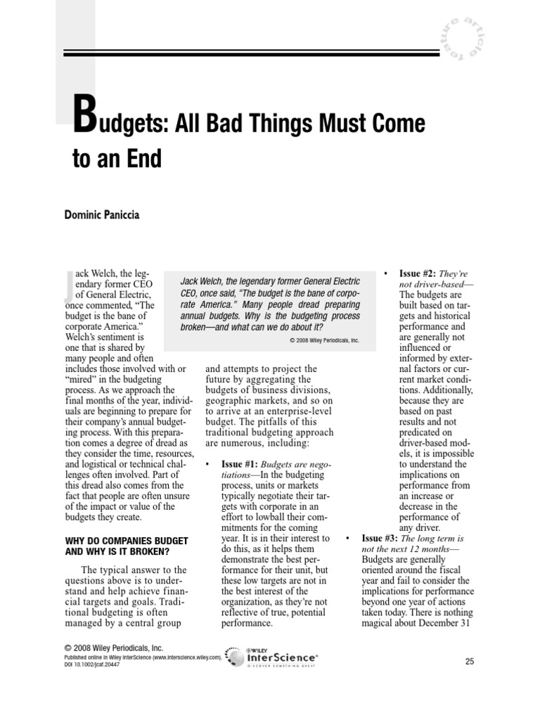 Badgets All Bad Things Must Come To An End | PDF | Forecasting | Budget