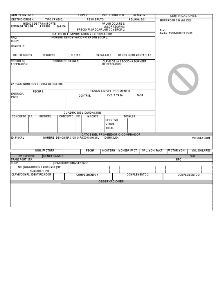 Pedimento en Blanco | aduana | Economias