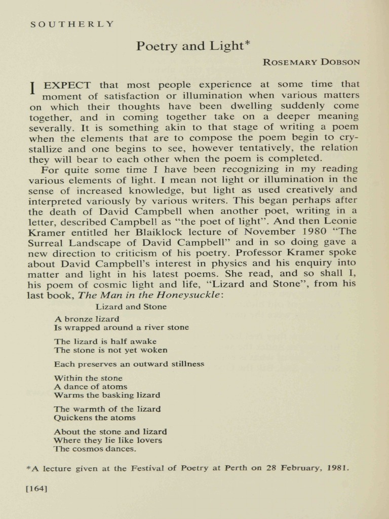 Poetry and Light : Rosemary Dobson | PDF | Landscape | Poetry