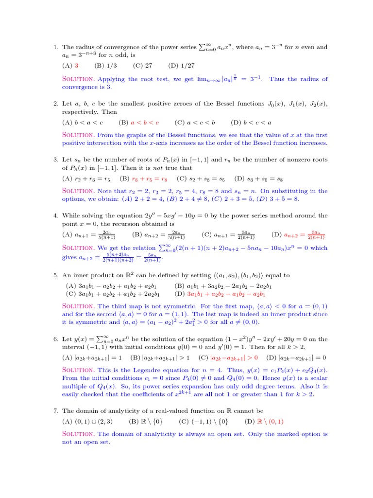 Quiz Sol | PDF | Recurrence Relation | Power Series