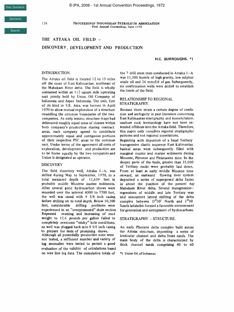THE Attaka Oil Field - Discovery, Development P D I O | PDF | Petroleum ...