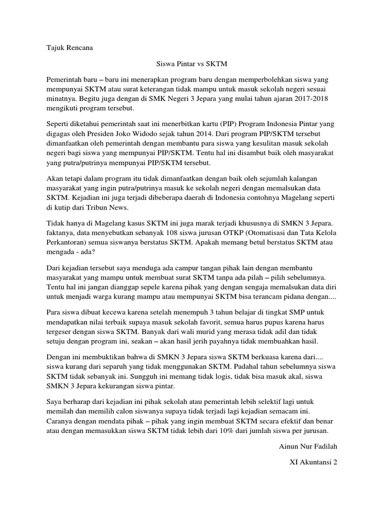 Contoh Tajuk Rencana | PDF