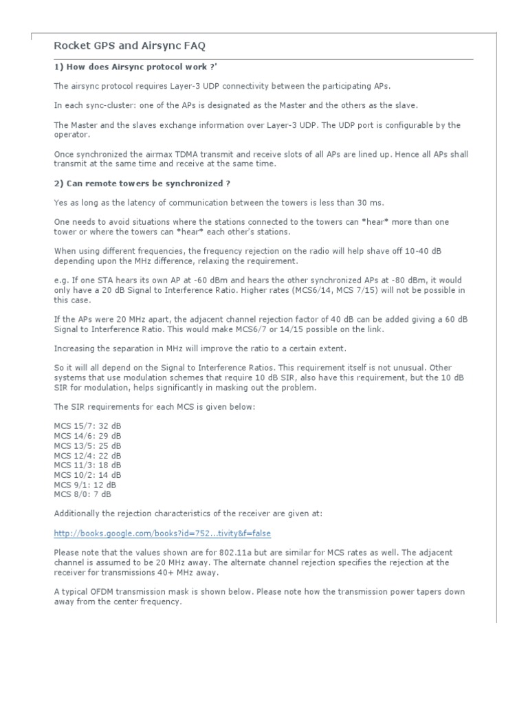 Rocket Gps and Airsync Faq | PDF | Decibel | Global Positioning System