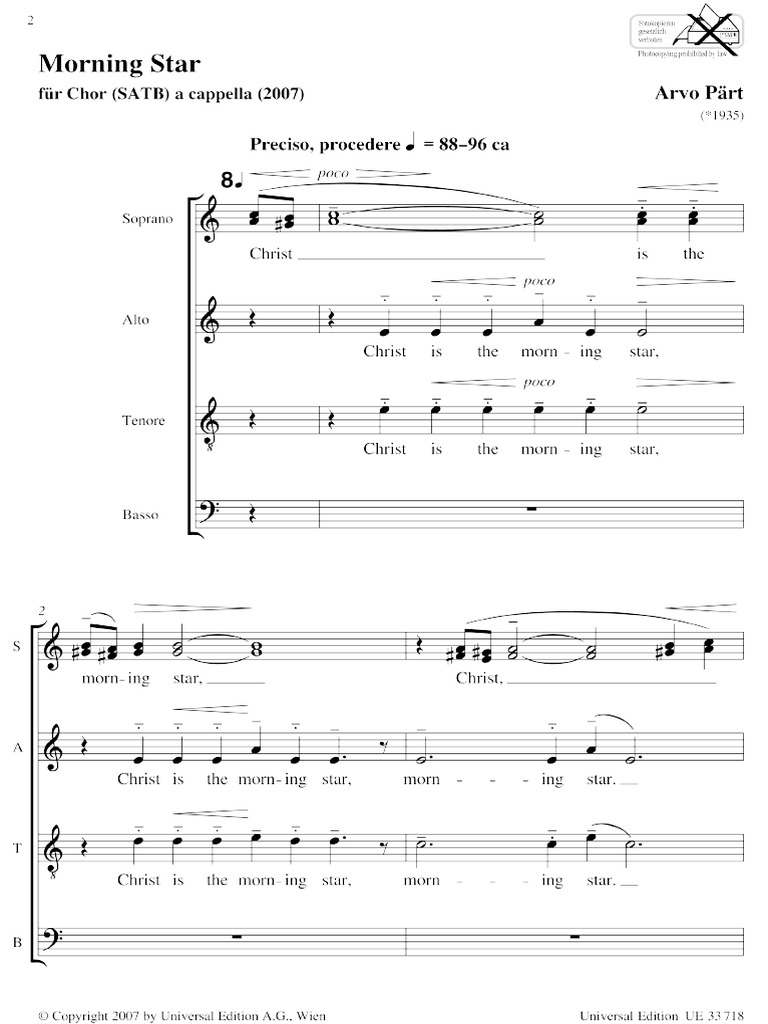 Arvo Part Morning Star 1 PDF | PDF