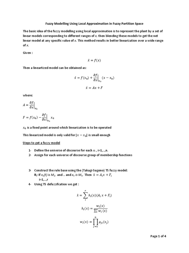 Fuzzy Modelling Using Local Approximation In Fuzzy Partition Space Pdf Computational Science