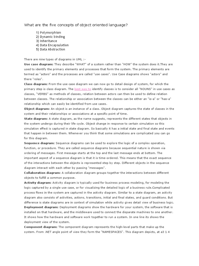 What Are The Five Concepts Of Object Oriented Language Pdf Class Computer Programming