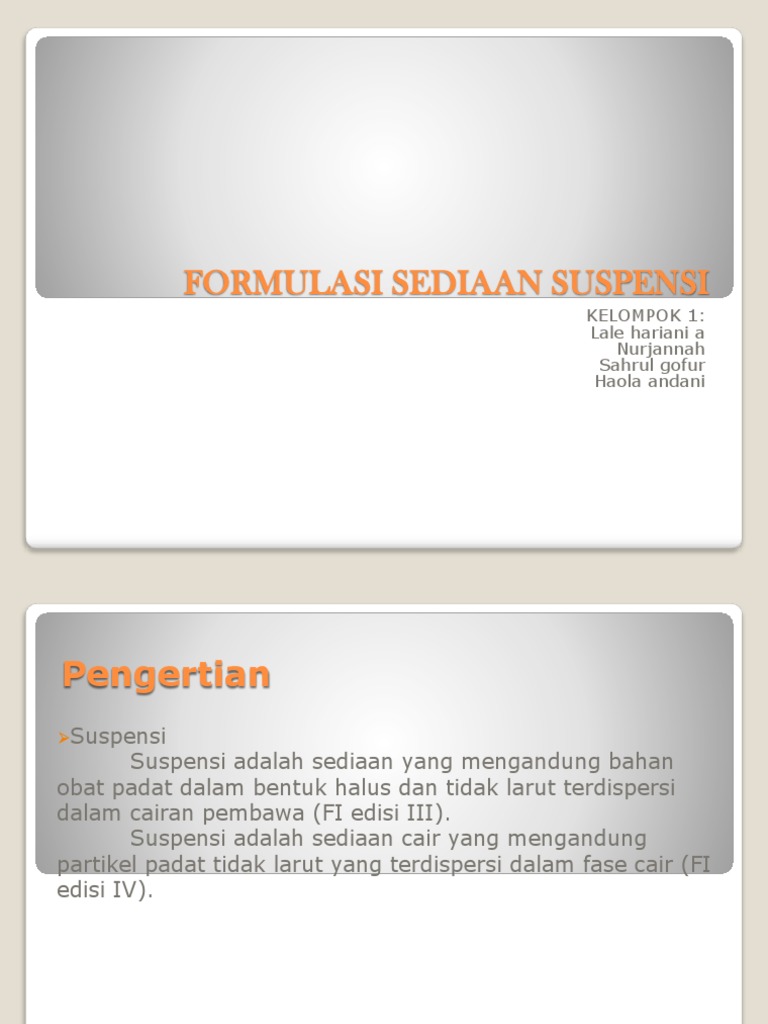 Formulasi Sediaan Suspensi PPTTTTT | PDF