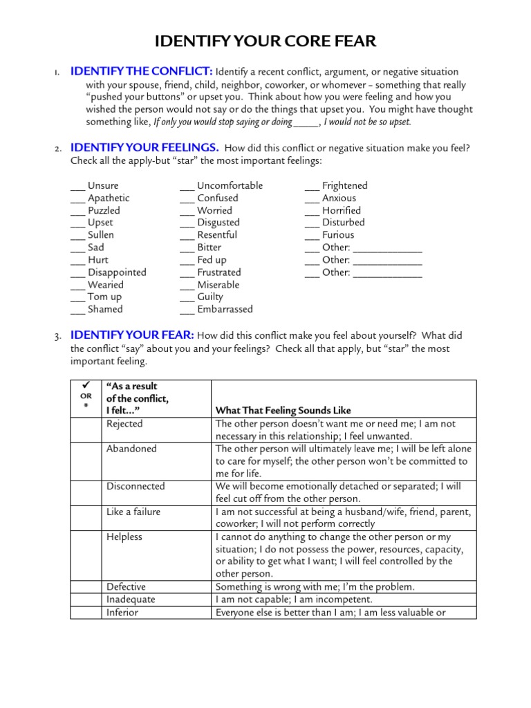 Identify Your Core Fear