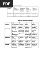 Rubrics (Sanaysay o Essay) | PDF