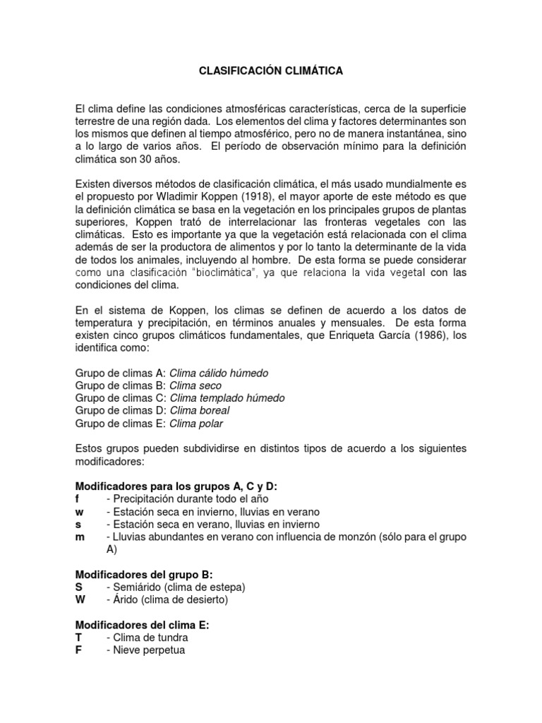 Clasificación Climática | PDF | Clima | Desierto