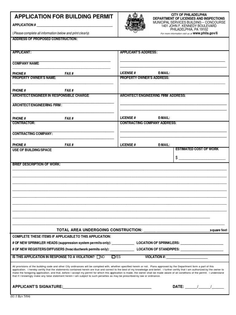 BLDG Permit App | PDF | Architect | Government Information
