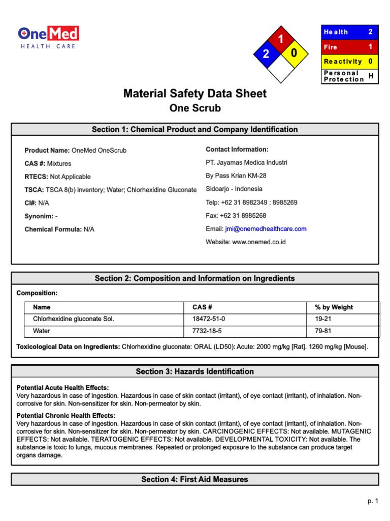 MSDS Hand Rub Onemed | PDF | Toxicity | Personal Protective Equipment