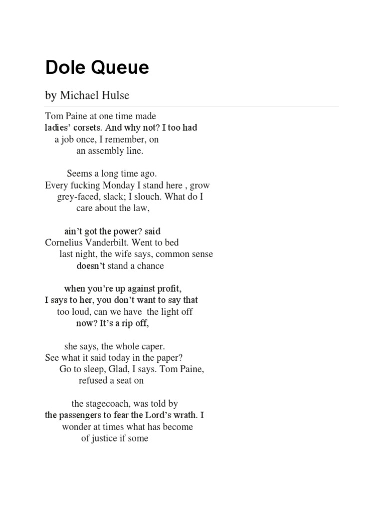 Dole Queue: Michael Hulse | PDF