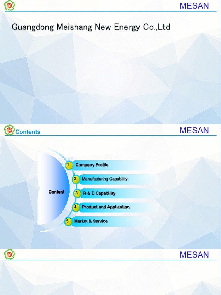 Guangdong Meishang New Energy Overview | PDF | Rechargeable Battery ...