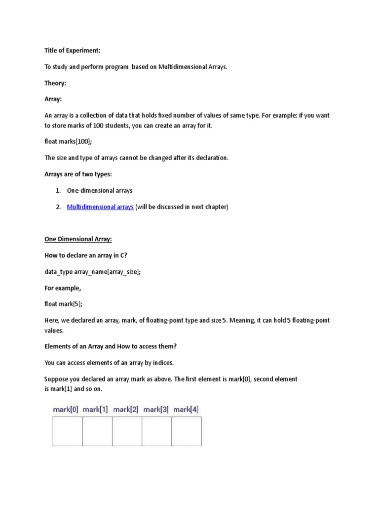 Acp Experiment Number 1 | PDF | Array Data Structure | Array Data Type