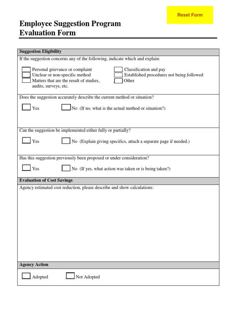 Employee Suggestion Evaluation Form | PDF
