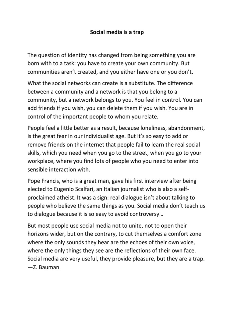 Social Media Is A Trap | PDF