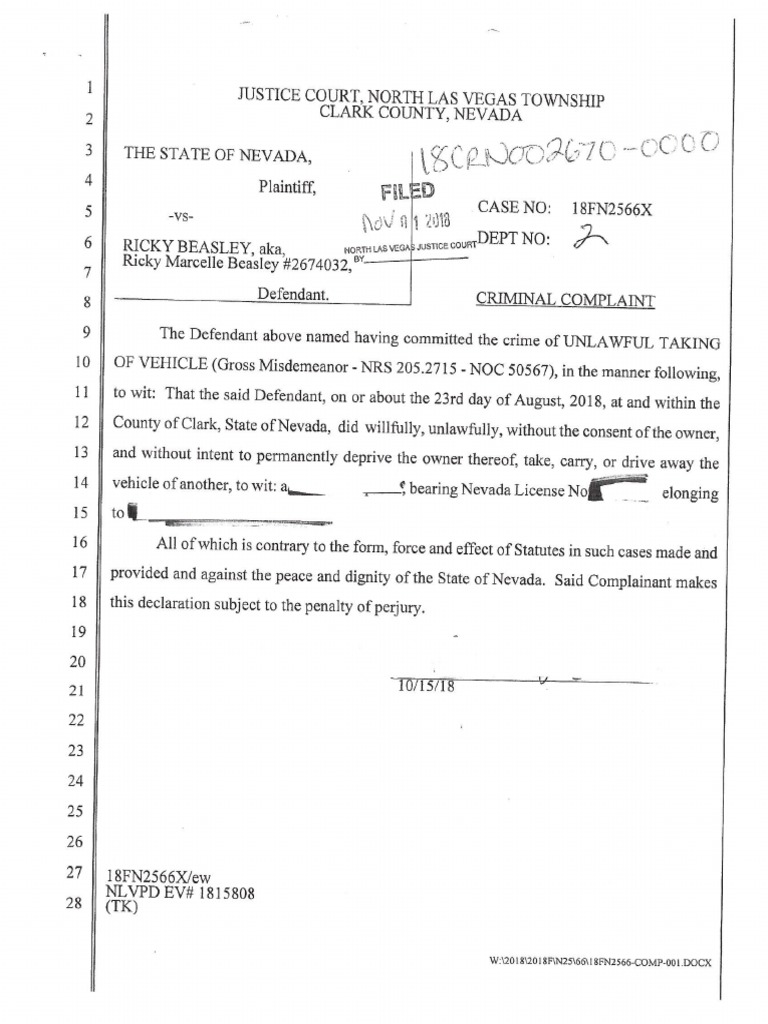 Ricky Beasley Court Documents | PDF