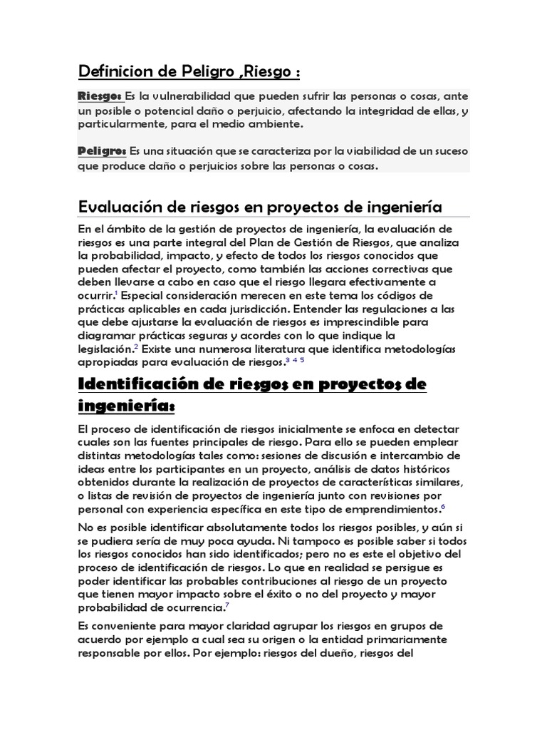 Definicion de Peligro | PDF | Gestión de riesgos | Business