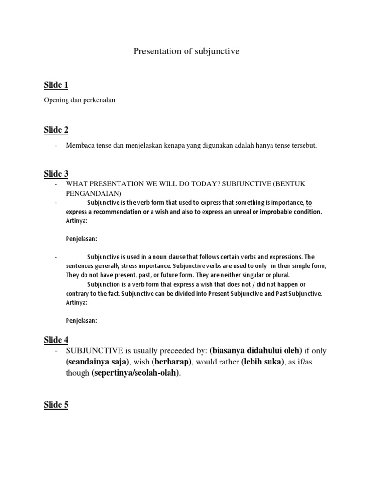 Panduan Subjunctive untuk Pelajar | PDF