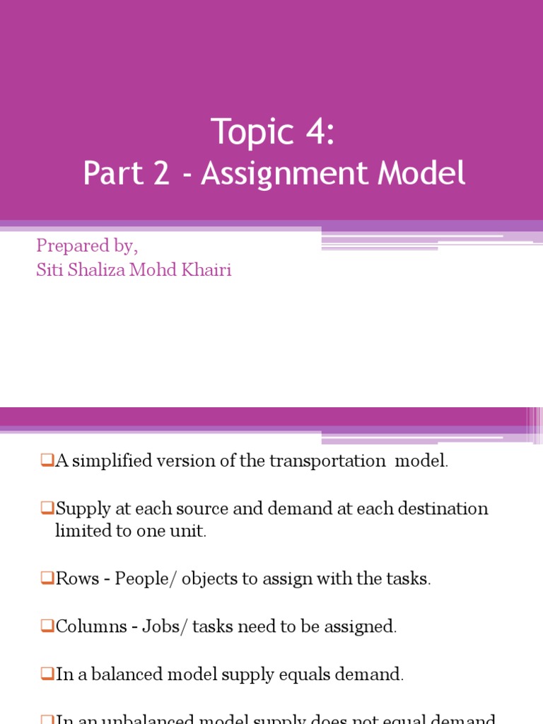 Part 2 - Assignment Model: Topic 4 | PDF | Mathematical Concepts ...