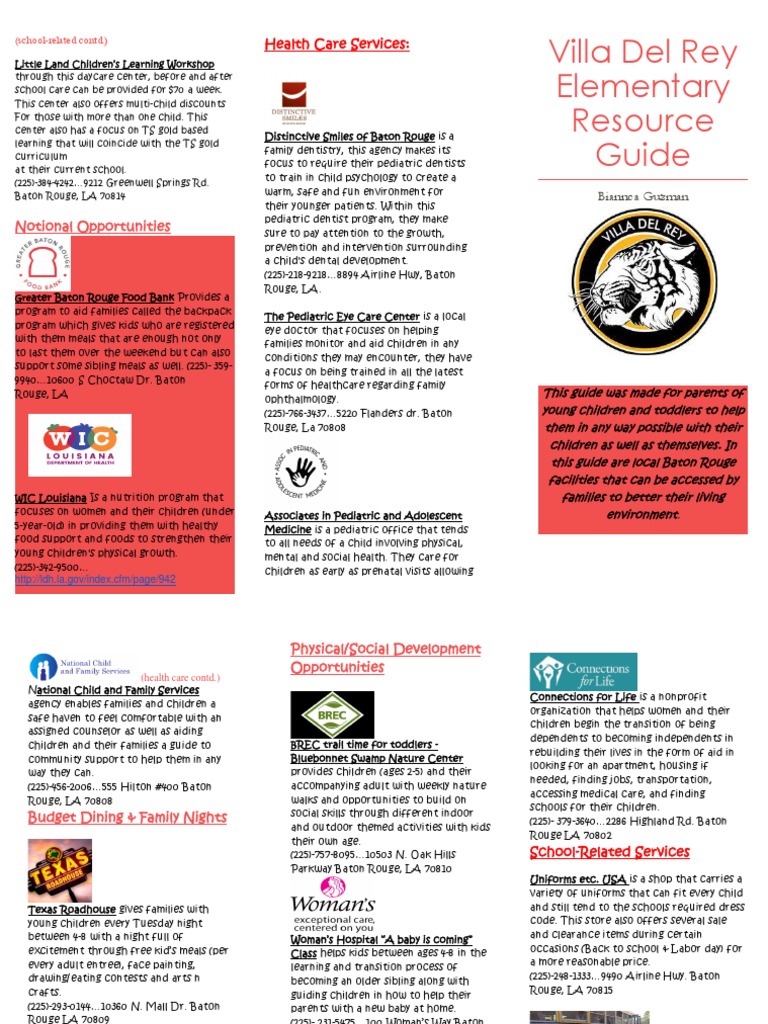 Villa Del Rey Elementary Resource Guide: Health Care Services ...