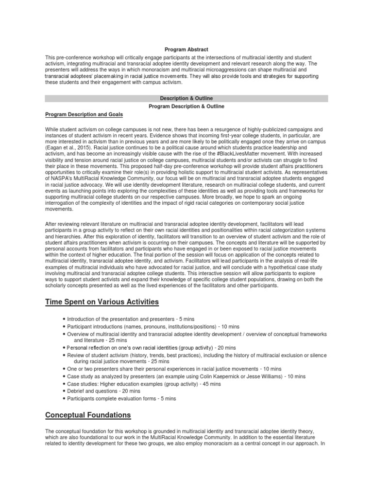 Multiracial Identity in Student Activism | PDF | Identity (Social ...