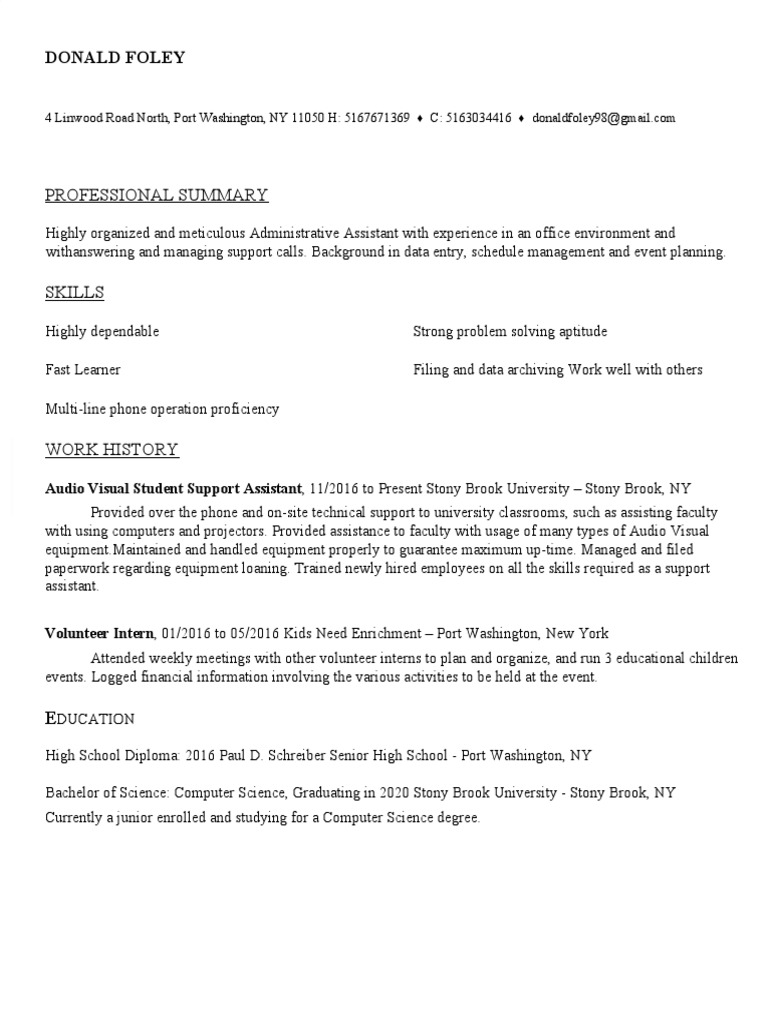 Donald Foley Resume 1 | PDF | Learning | Behavior Modification