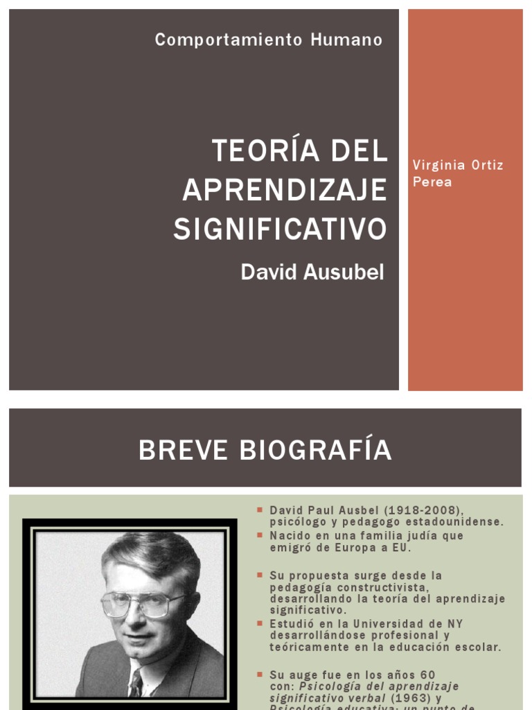 Presentacic3b3n David Ausubel PDF | PDF | Modificación de comportamiento | Aprendizaje