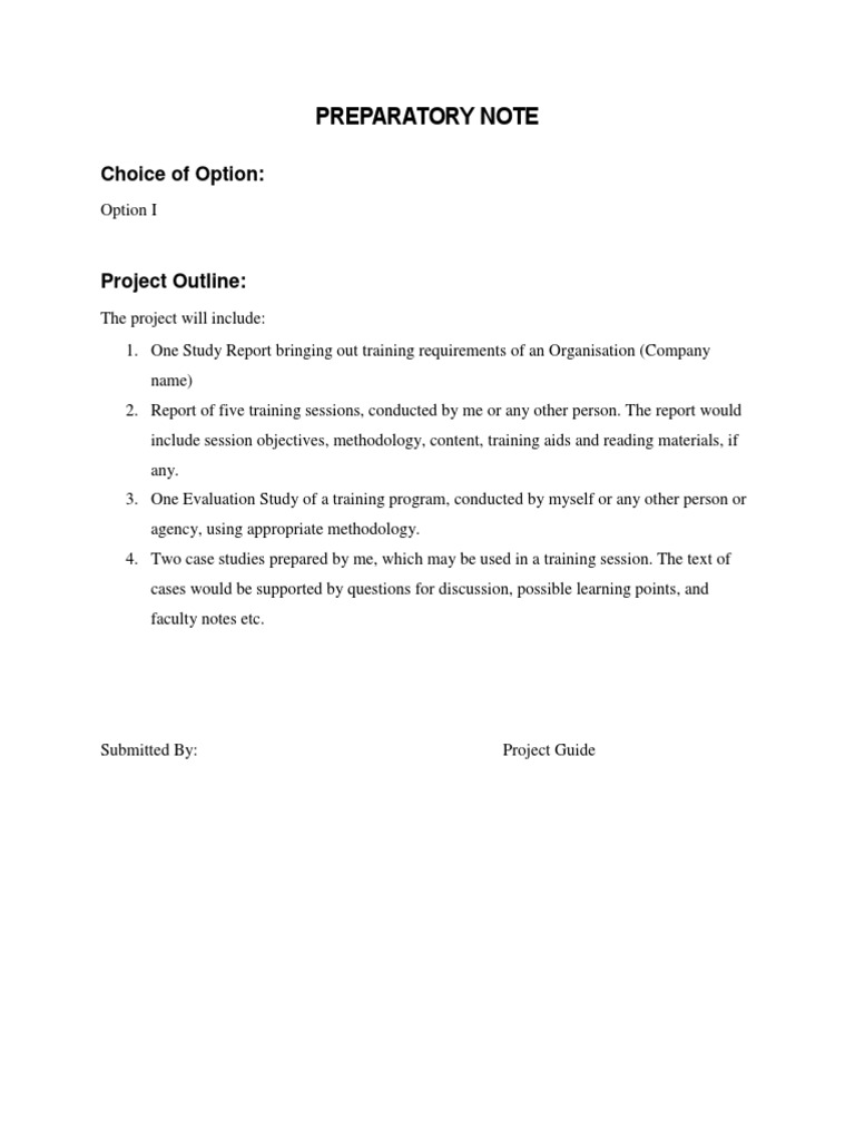 Preparatory Note: Choice of Option