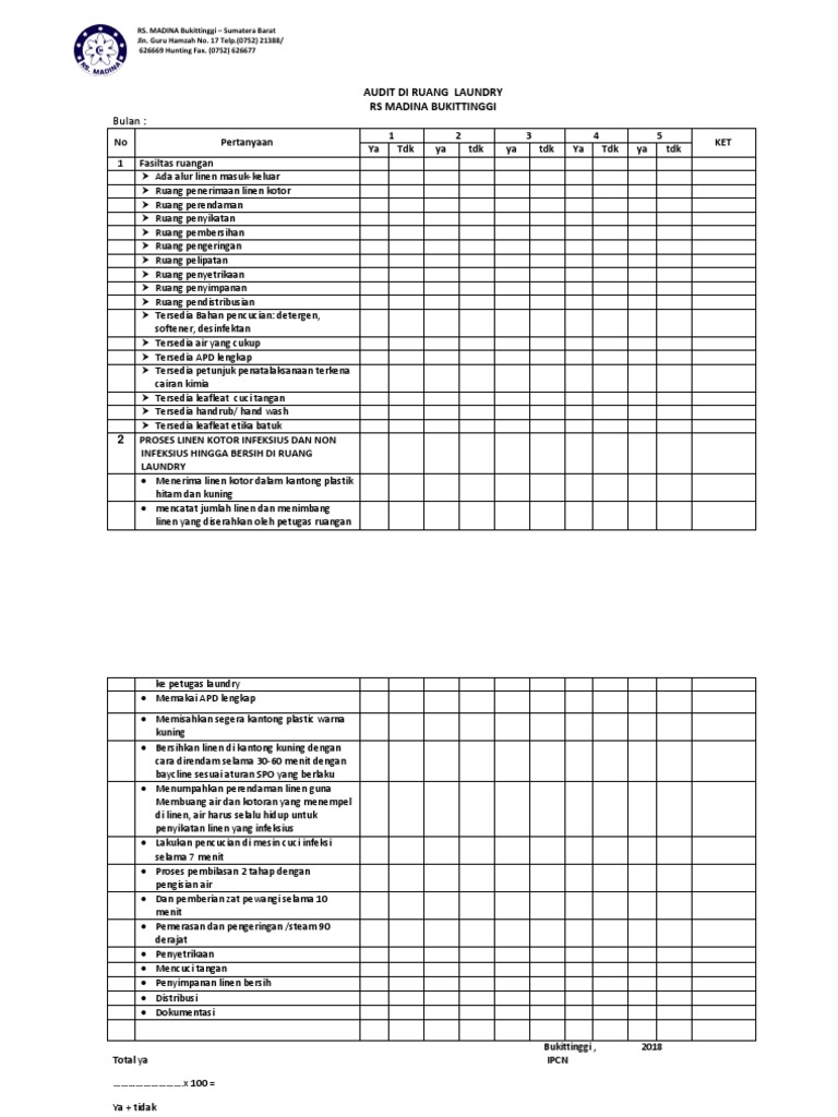 Audit Di Ruang Laundry | PDF