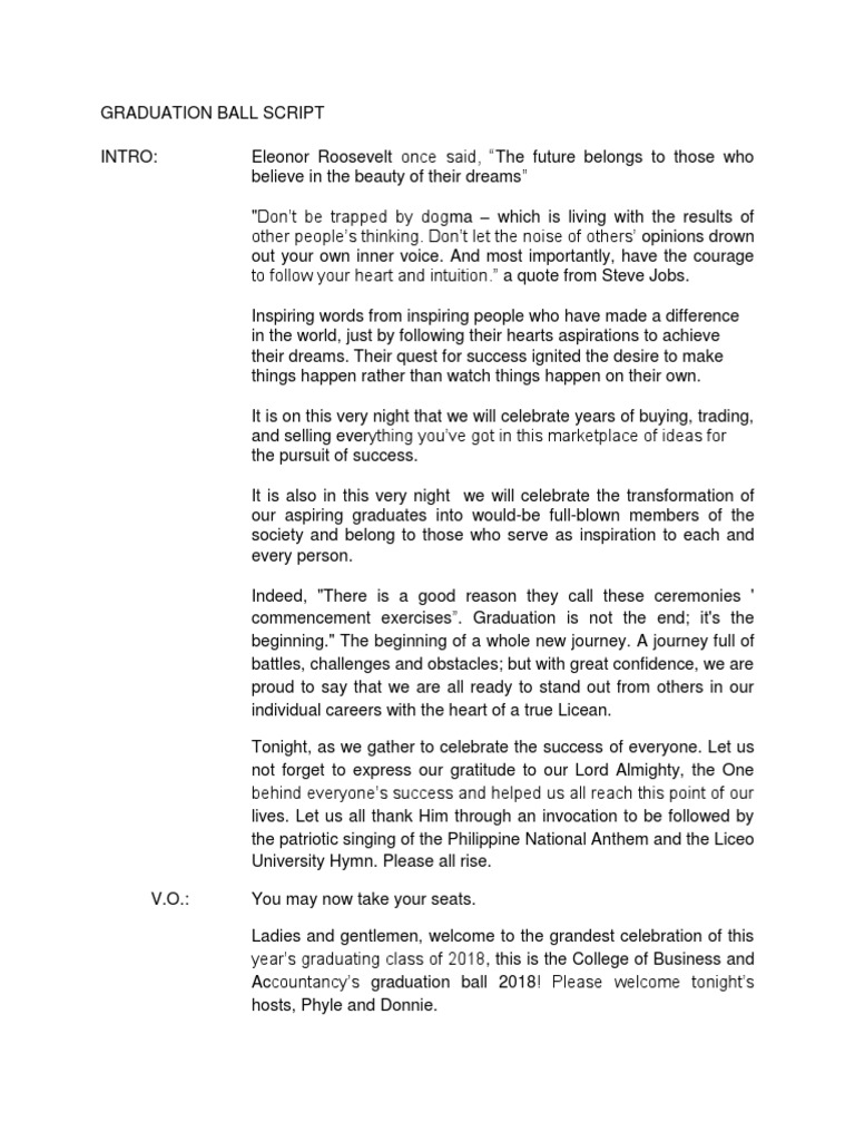 Grad Ball Script 2018 | PDF | Business