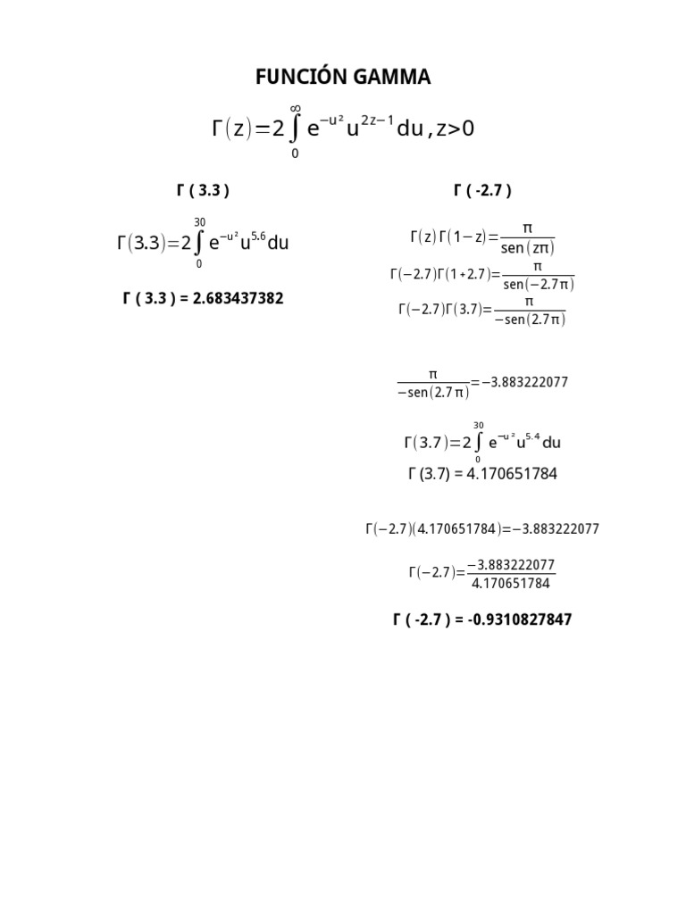 Funcion Gamma | PDF | Métodos y materiales de enseñanza