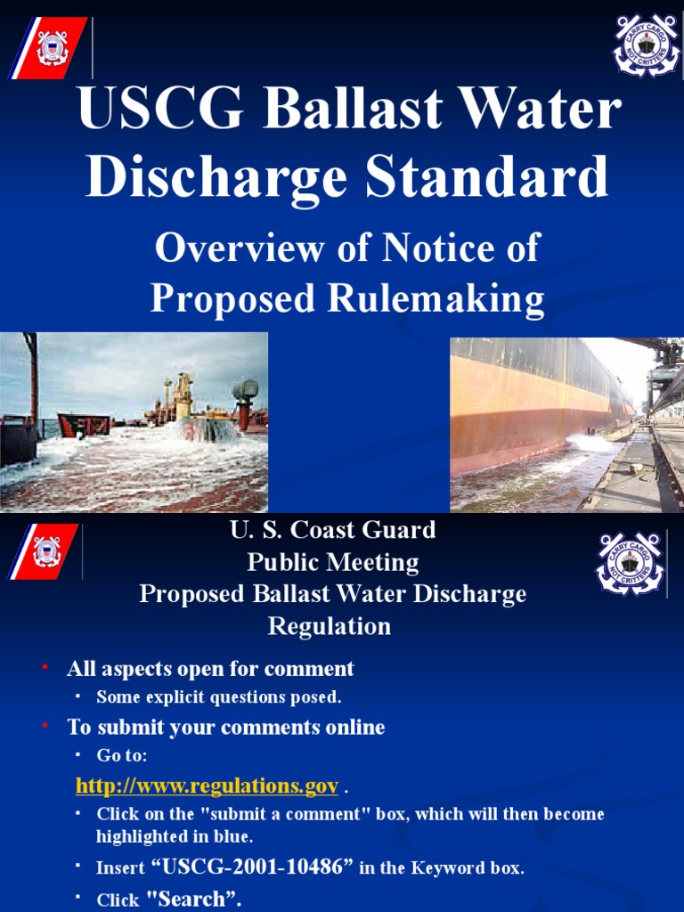 USCG Ballast Water Discharge Standard: Overview of Notice of Proposed ...