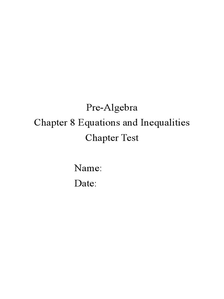 Pre Algebra Chapter 8 Test | PDF | Multiple Choice | Equations Pre Algebra Chapter 8 Test | PDF | Multiple Choice | Equations