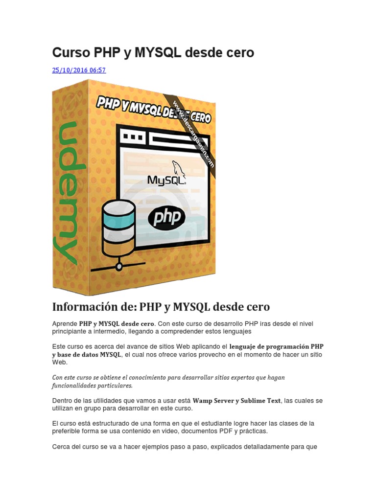 Curso PHP y MYSQL Desde Cero | PDF | Php | Mi sql