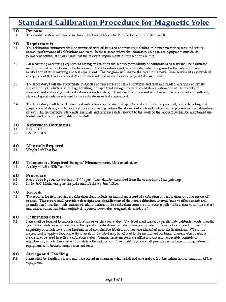 Yoke Calibration Procedure | PDF | Calibration | Verification And Validation