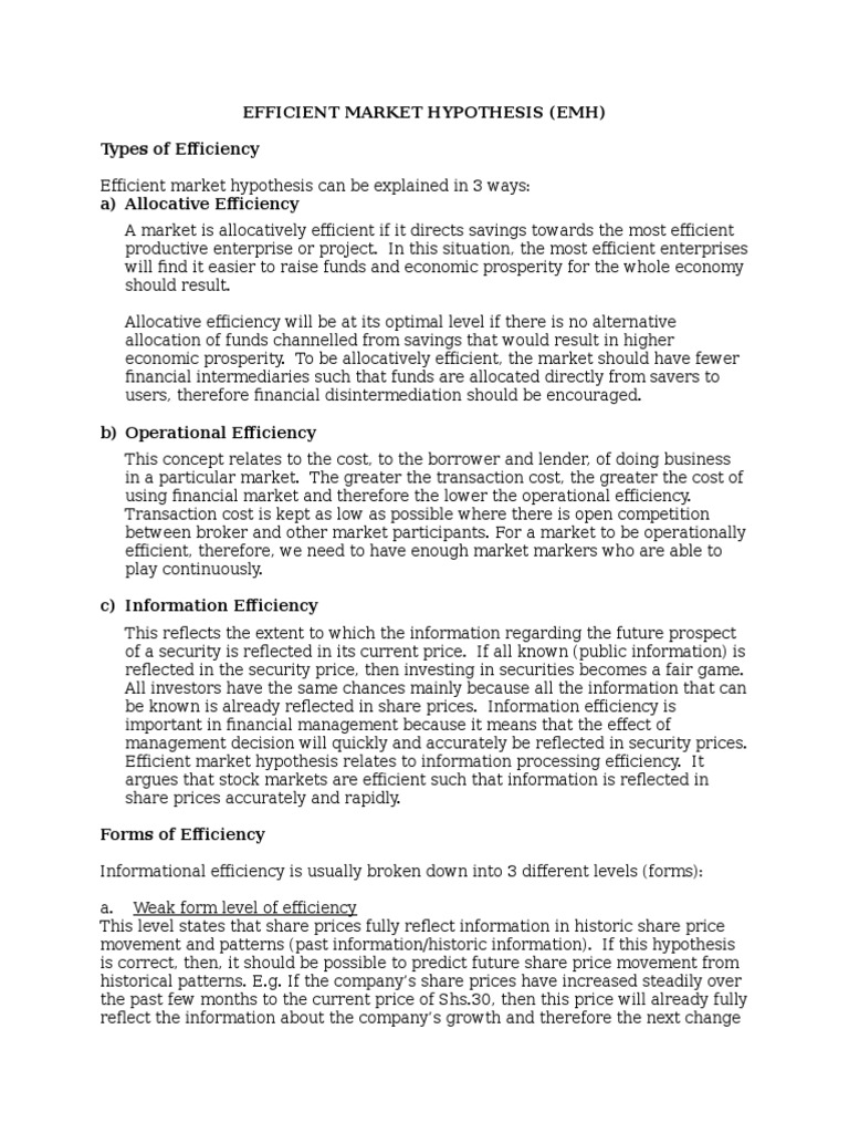 Efficient Market Hypothesis | PDF | Efficient Market Hypothesis ...