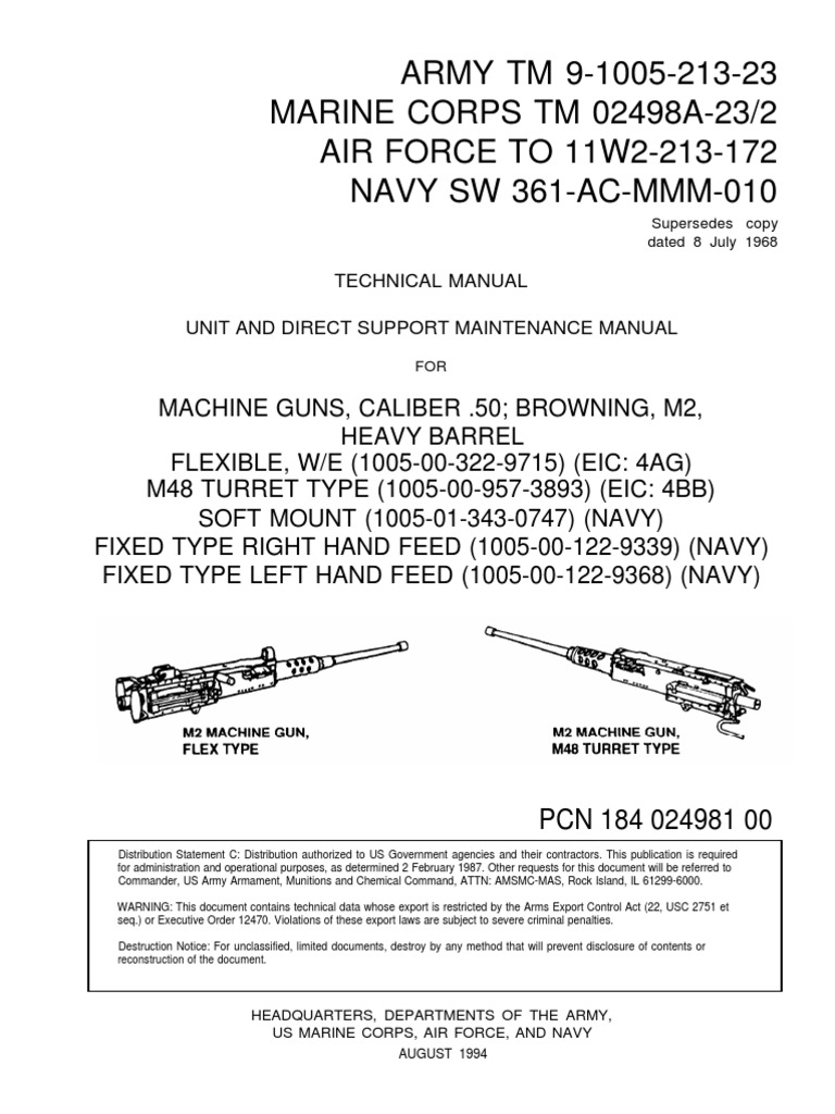 Army TM 9-1005-213-23 Marine Corps TM 02498a-23/2 Air Force To 11W2-213 ...