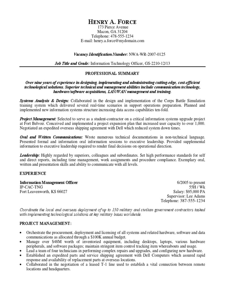 Information Technology Officer Resume | PDF | Personal Computers ...