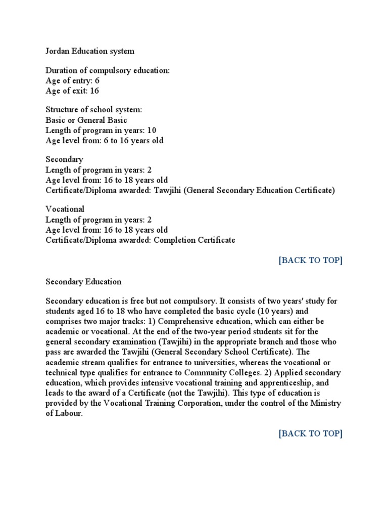 Overview of Jordan's Education System | PDF