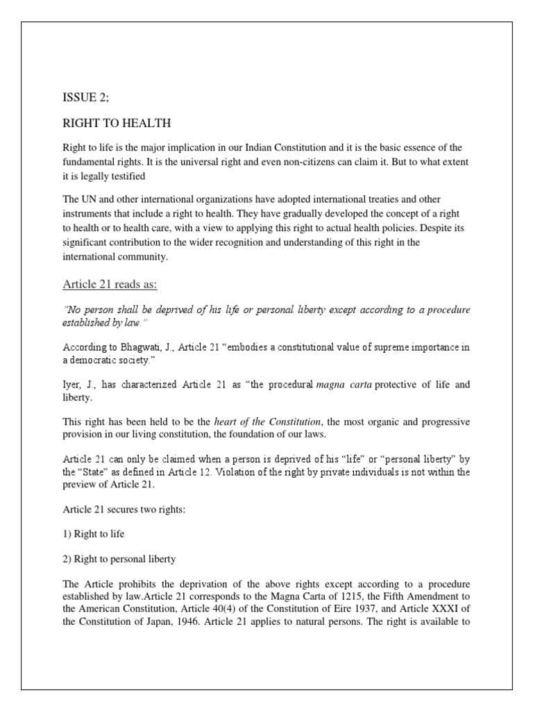 The Right to Health under the Indian Constitution: An Analysis of Key ...